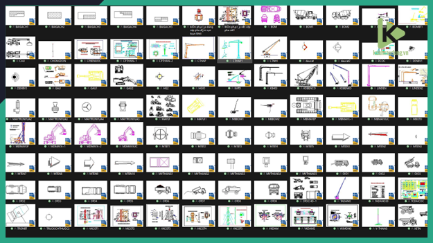 Thư viện xe, máy thi công phục vụ công tác làm hồ sơ thầu trong Xây Dựng